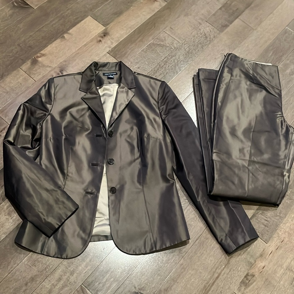 Gorgeous Real Silk Satin Pewter Color Evening Pant Su… - Gem